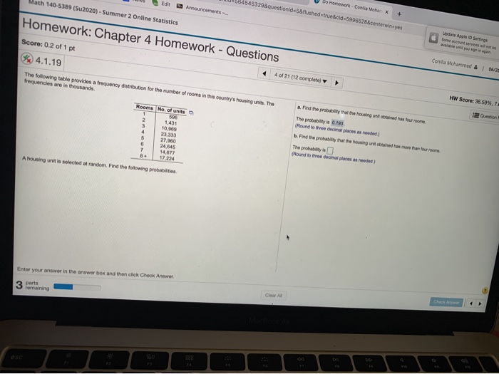 Solved Math 140-5389 (Su2020) - Summer 2 Online Statistics | Chegg.com