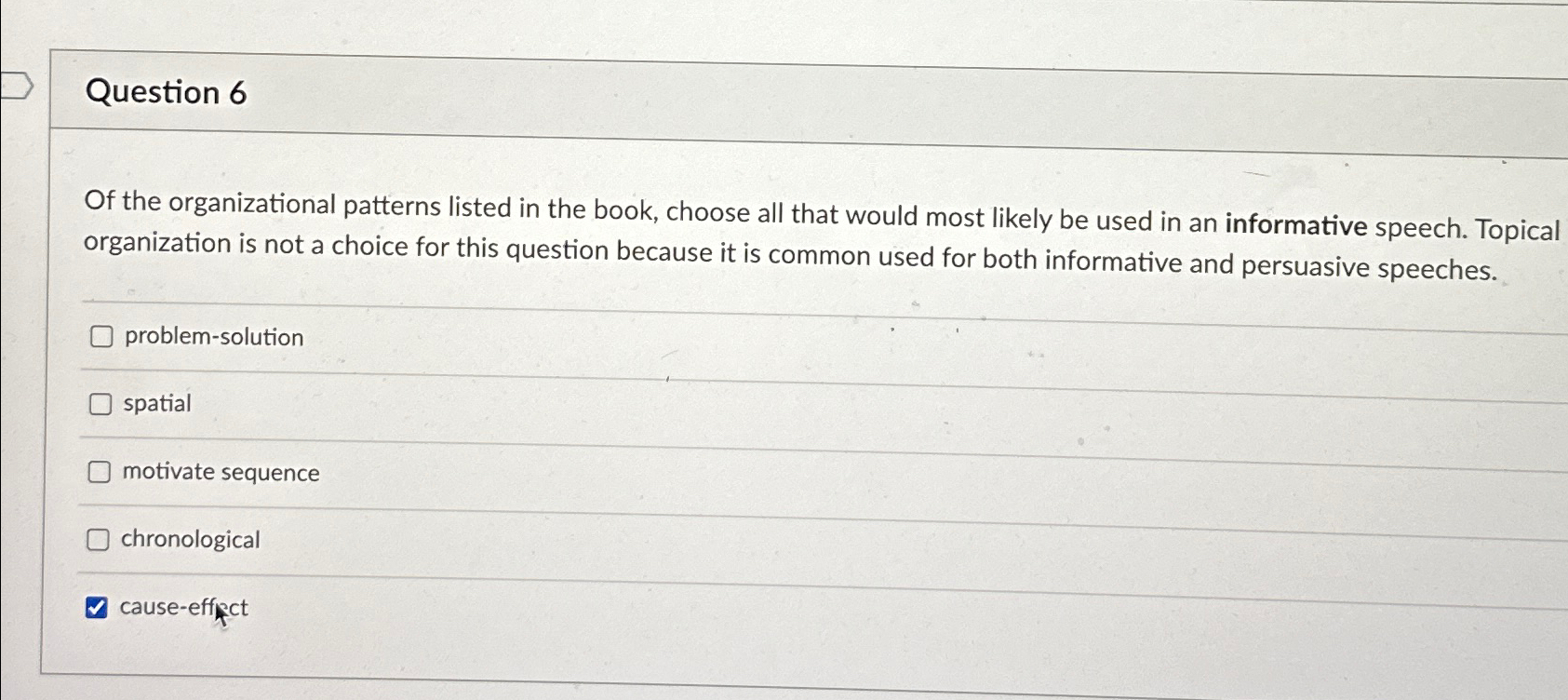 Solved Question 6Of the organizational patterns listed in | Chegg.com