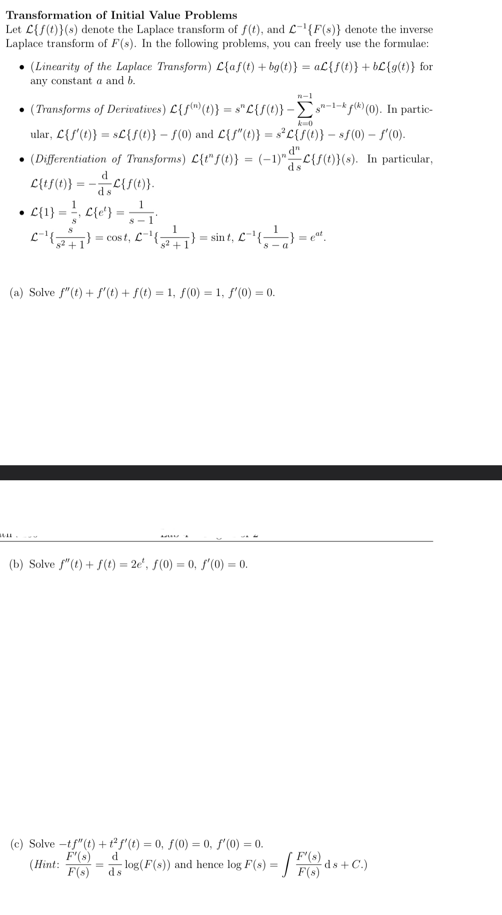 Solved Transformation of Initial Value ProblemsLet | Chegg.com