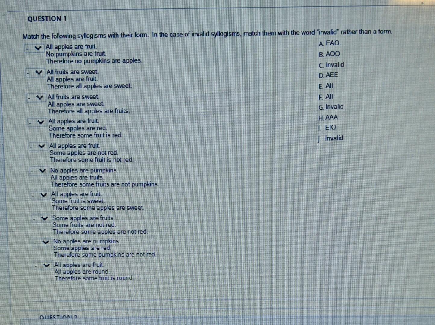Solved QUESTION 1 Match the following syllogisms with their | Chegg.com