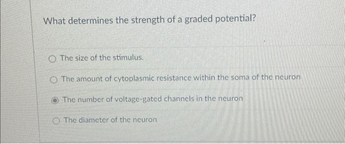 Solved What determines the strength of a graded potential? | Chegg.com