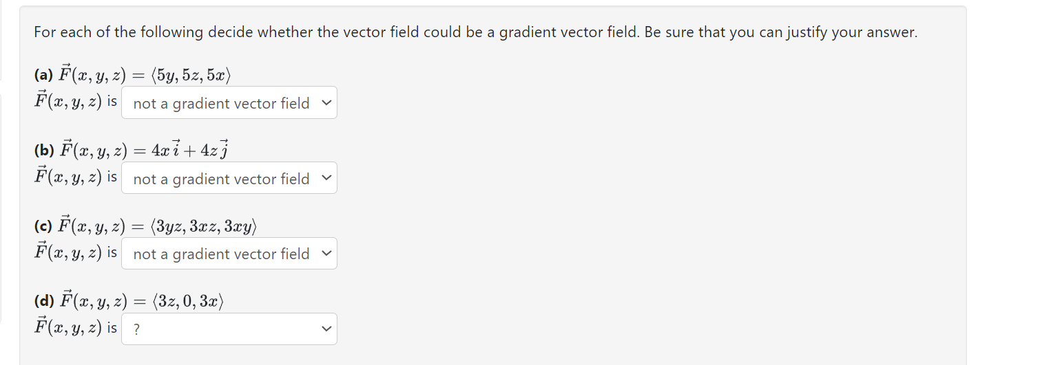 Solved For each of the following decide whether the vector | Chegg.com