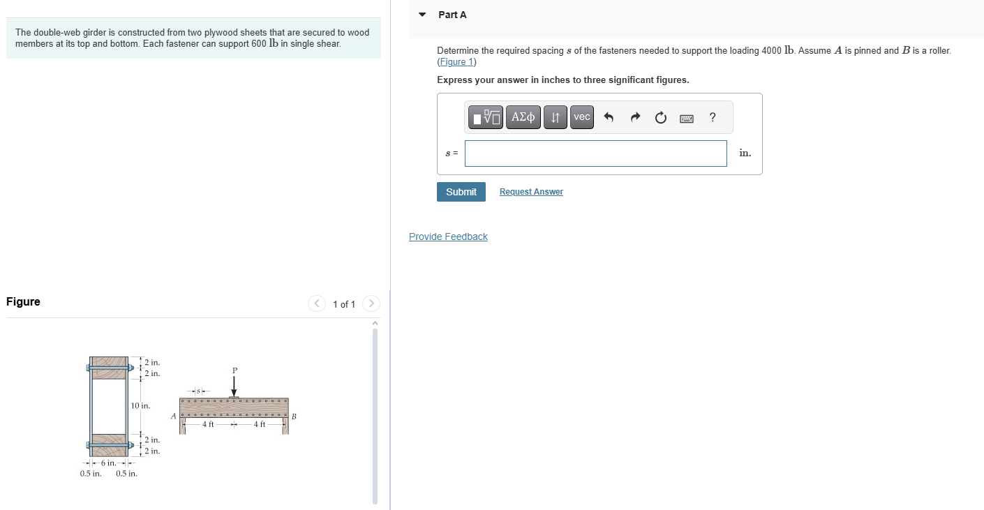 Solved Determine the required spacing \( ﻿s \) ﻿of the | Chegg.com