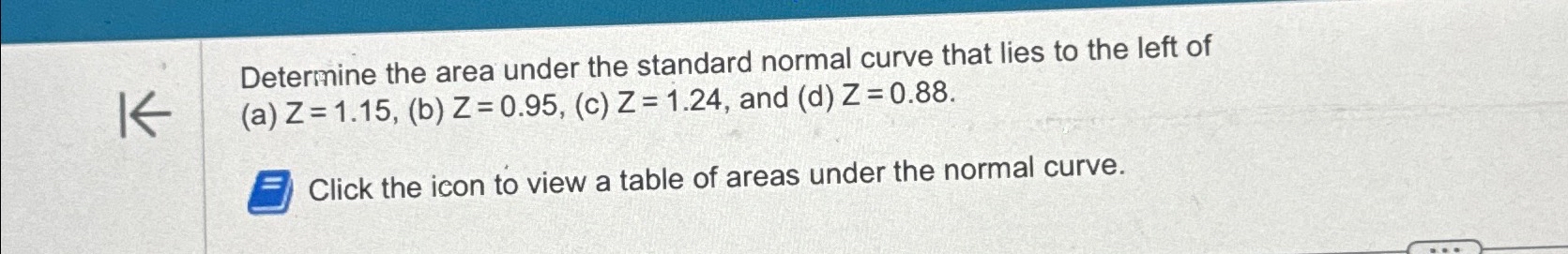 Solved Determine the area under the standard normal curve | Chegg.com