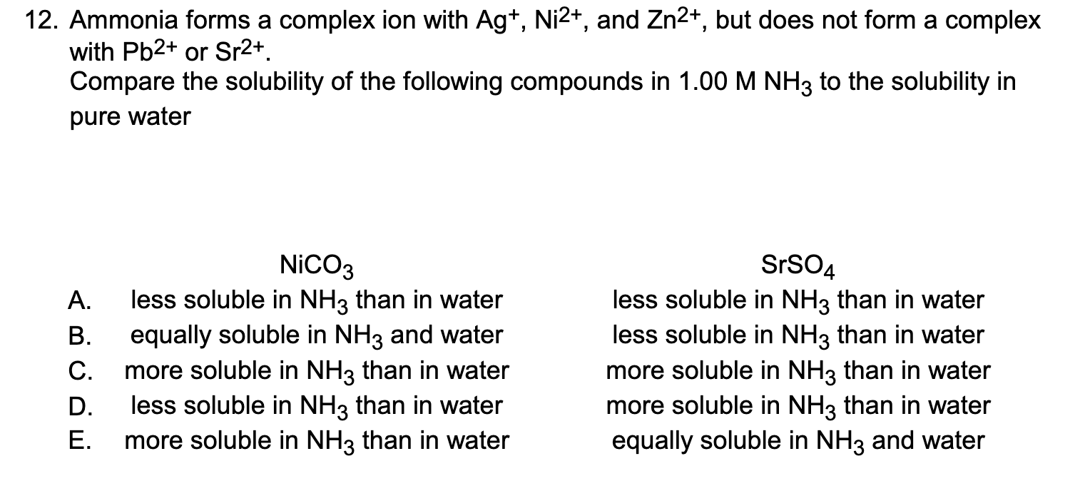 Solved Ammonia forms a complex ion with Ag+,Ni2+, ﻿and Zn2+, | Chegg.com