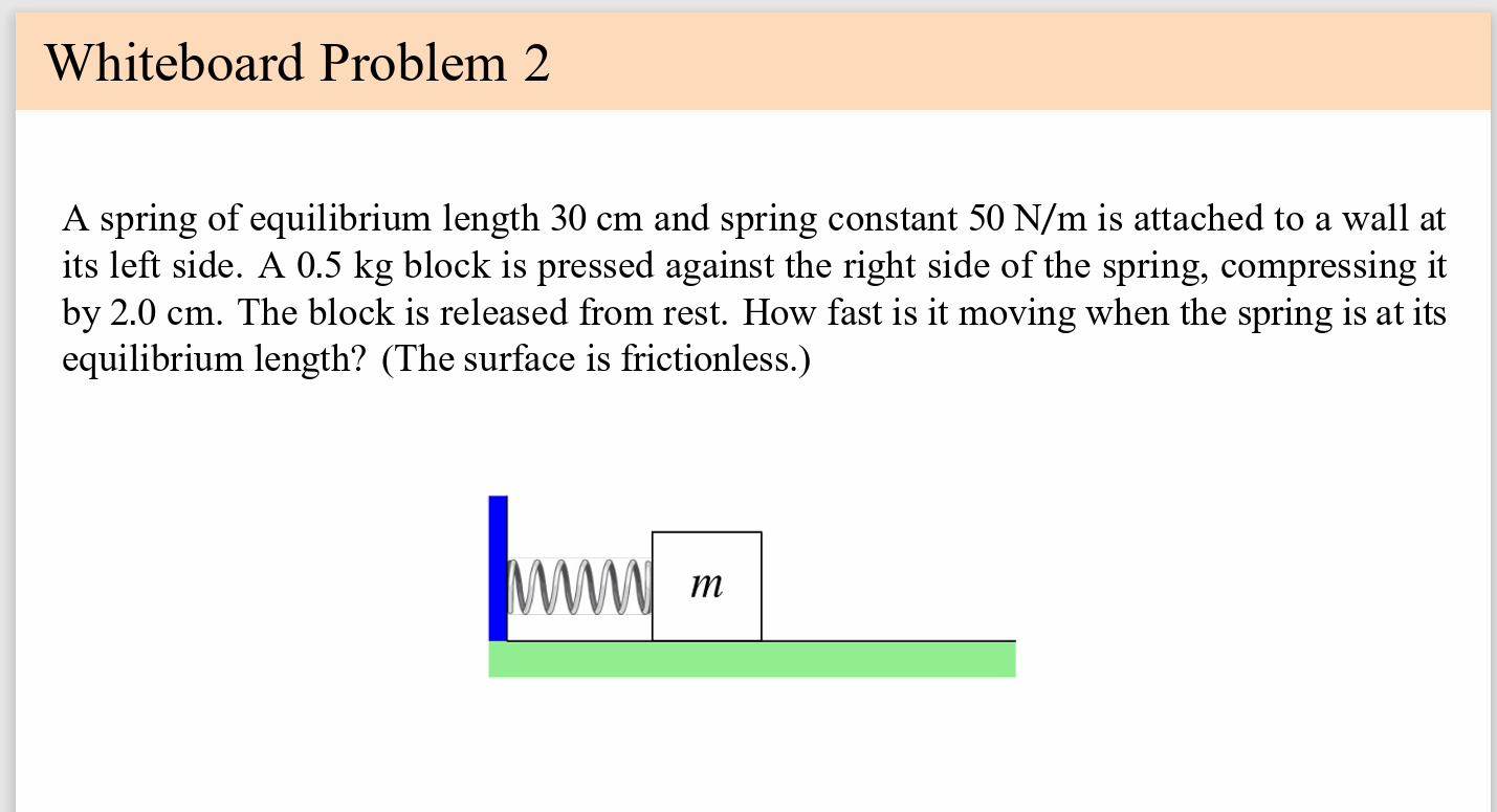 Solved Whiteboard Problem 2A spring of equilibrium length | Chegg.com