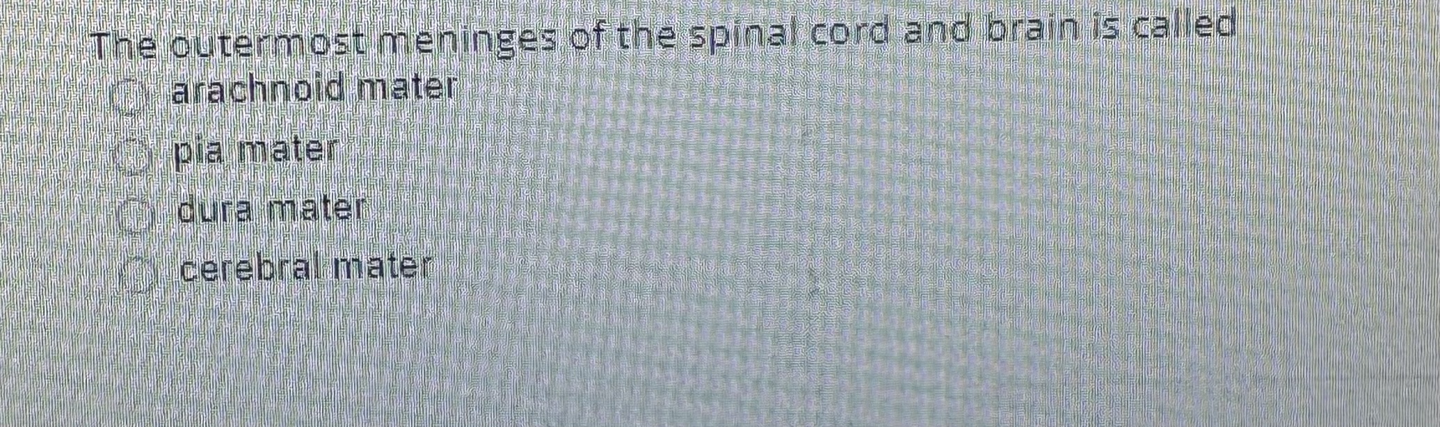 Solved The outermost meninges of the spinal cord and brain | Chegg.com