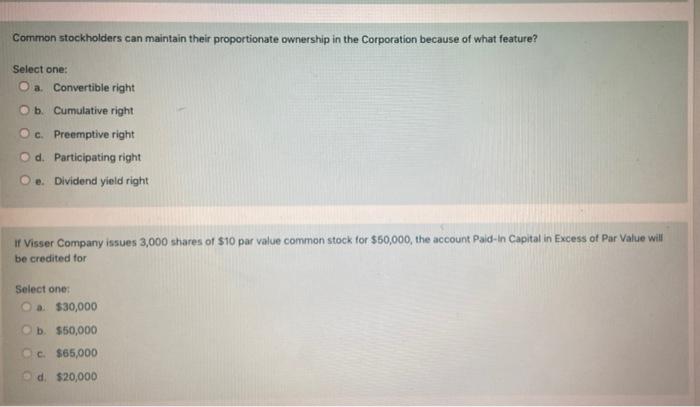 Common stockholders can maintain their proportionate | Chegg.com
