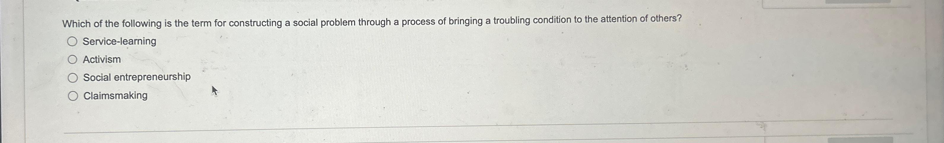 Solved Which of the following is the term for constructing a | Chegg.com