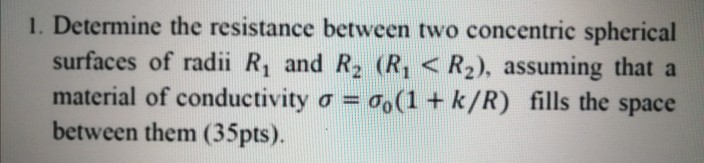 Solved 1. Determine the resistance between two concentric | Chegg.com