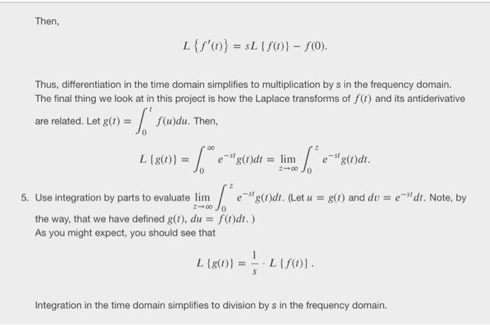 Solved STUDENT PROJECT Laplace Transforms In the last few | Chegg.com