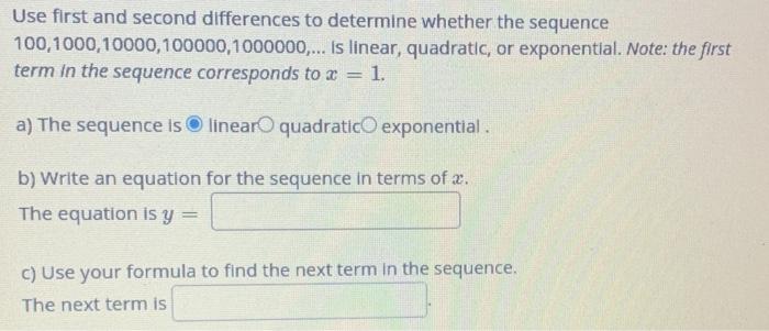 Solved Use First And Second Differences To Determine Whether