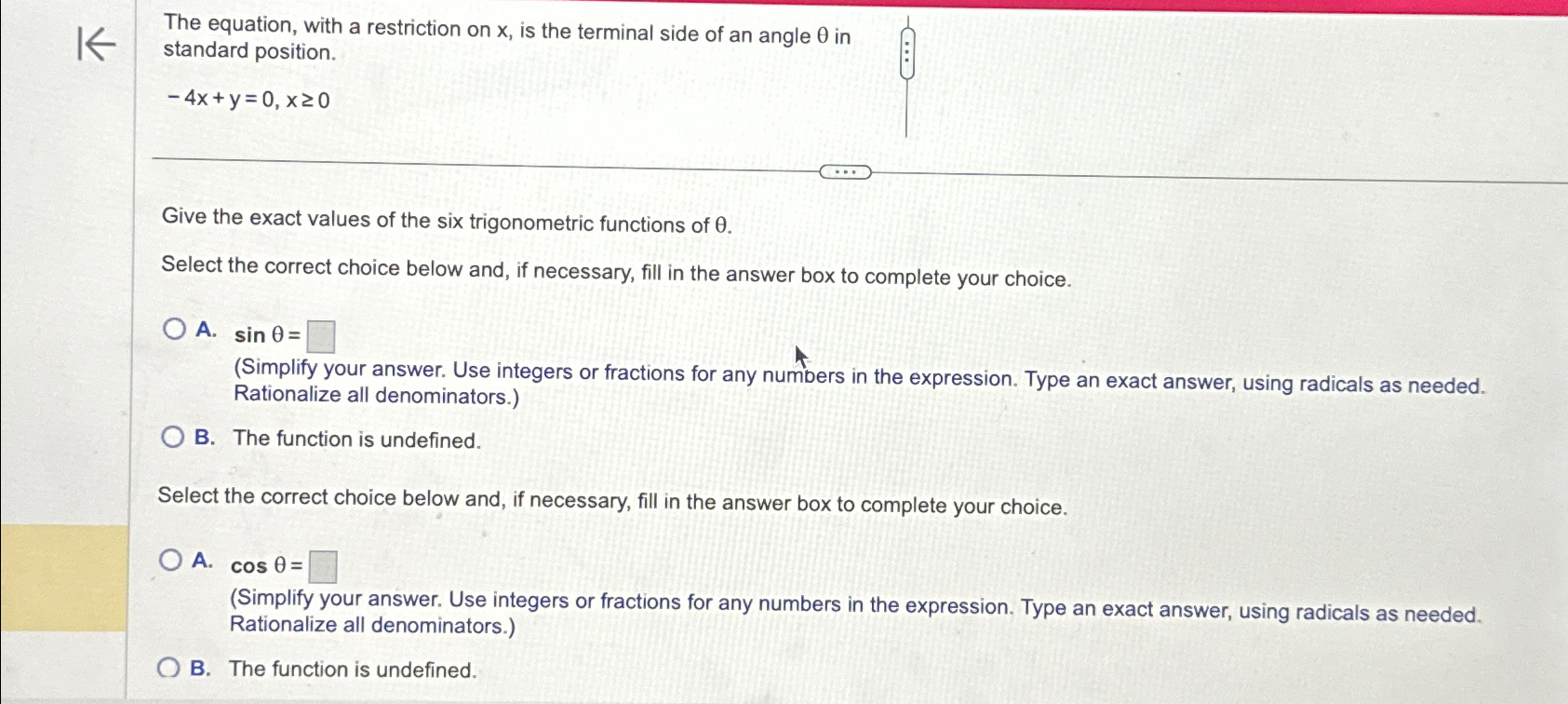 Solved The equation, with a restriction on x, ﻿is the | Chegg.com