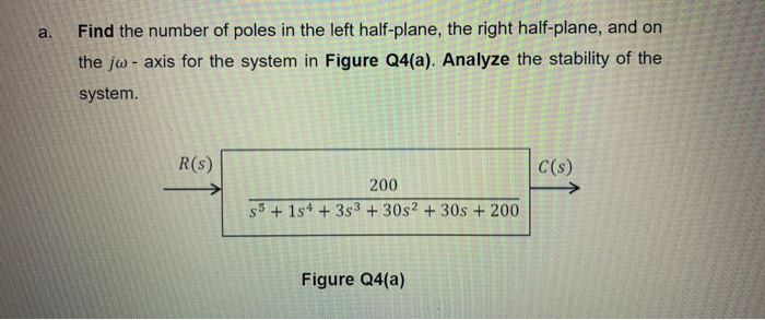 Solved a. Find the number of poles in the left half-plane, | Chegg.com