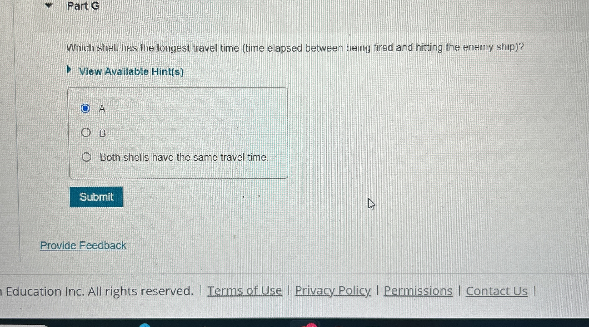Solved Part GWhich shell has the longest travel time (time | Chegg.com