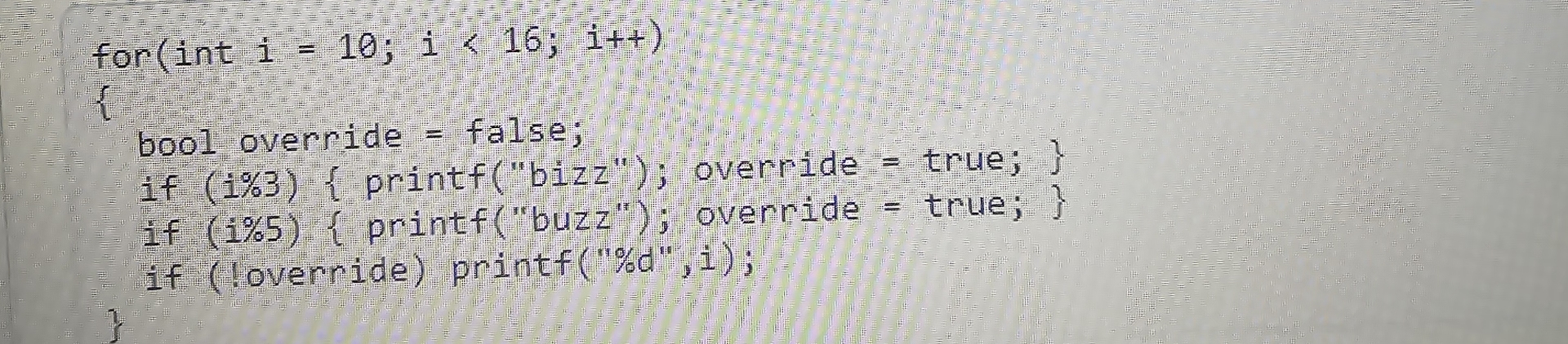 Solved for (int 1=10;i