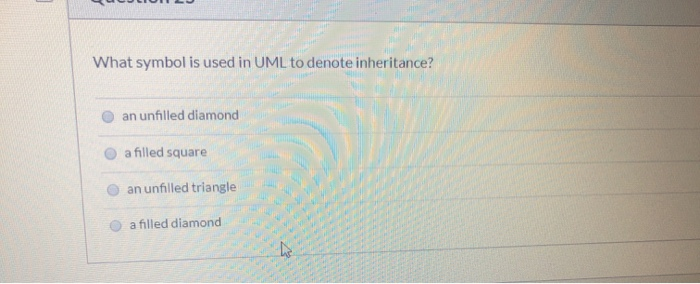 Solved What symbol is used in UML to denote inheritance? an | Chegg.com