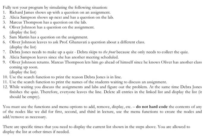 Solved Linked Lists For this lab exercise you will create a | Chegg.com