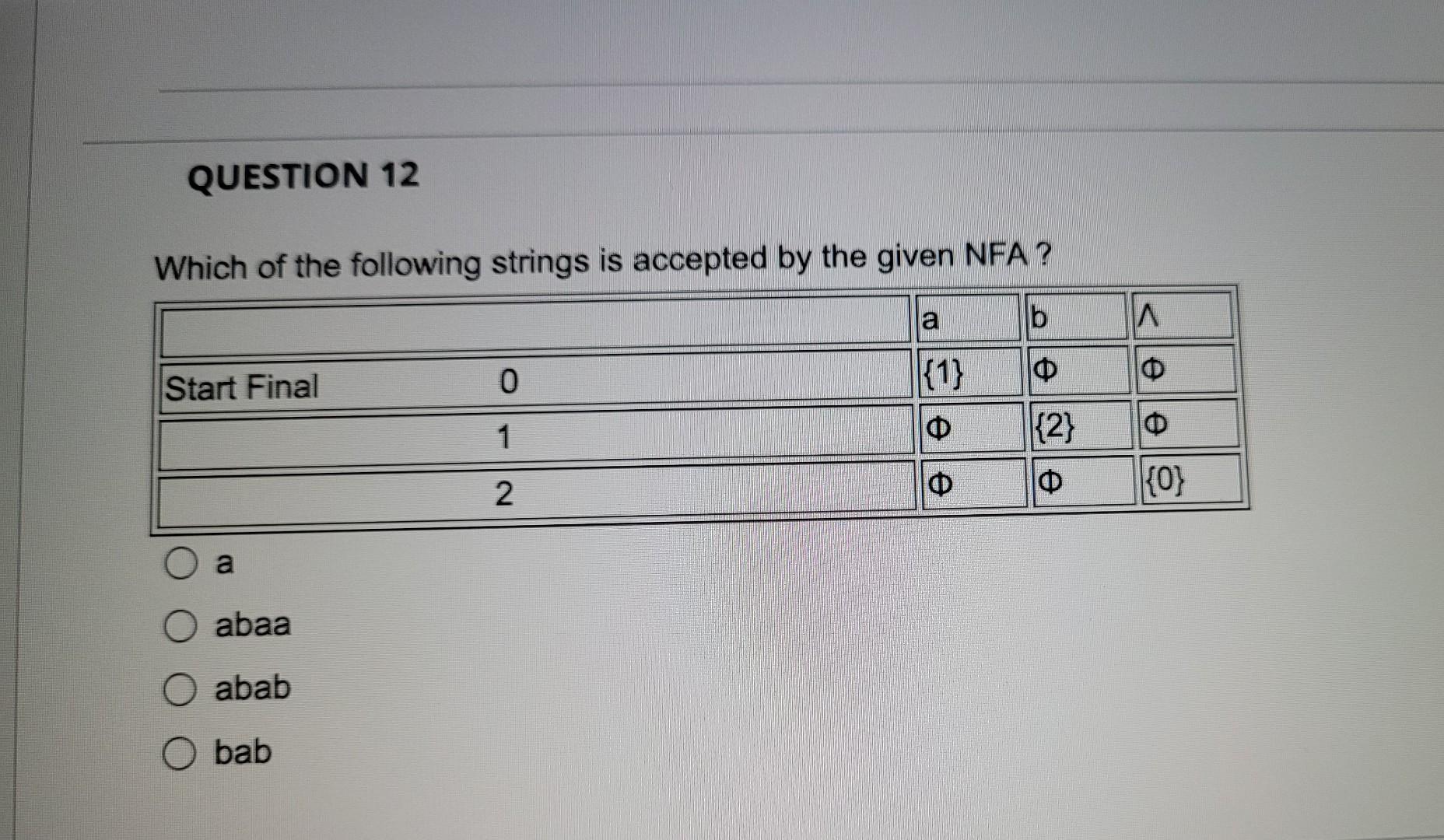 Solved Which of the following strings is accepted by the | Chegg.com