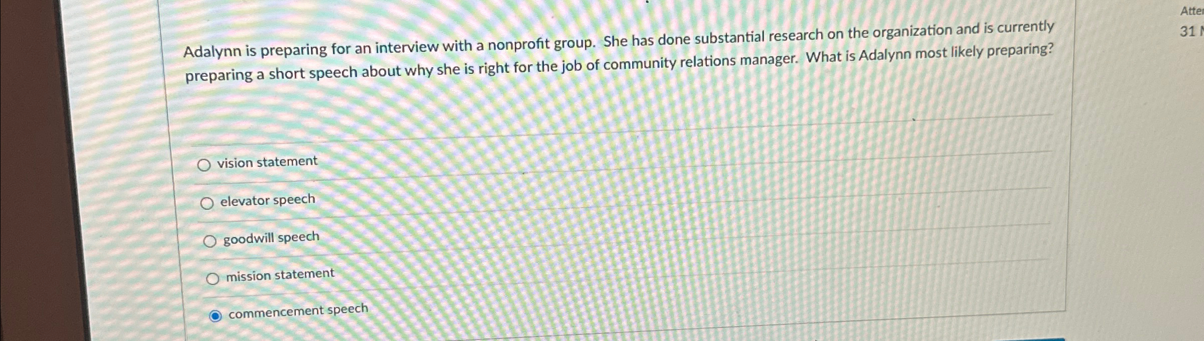 Solved Adalynn is preparing for an interview with a | Chegg.com
