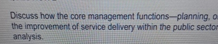 Solved Discuss how the core management functions-planning, o | Chegg.com