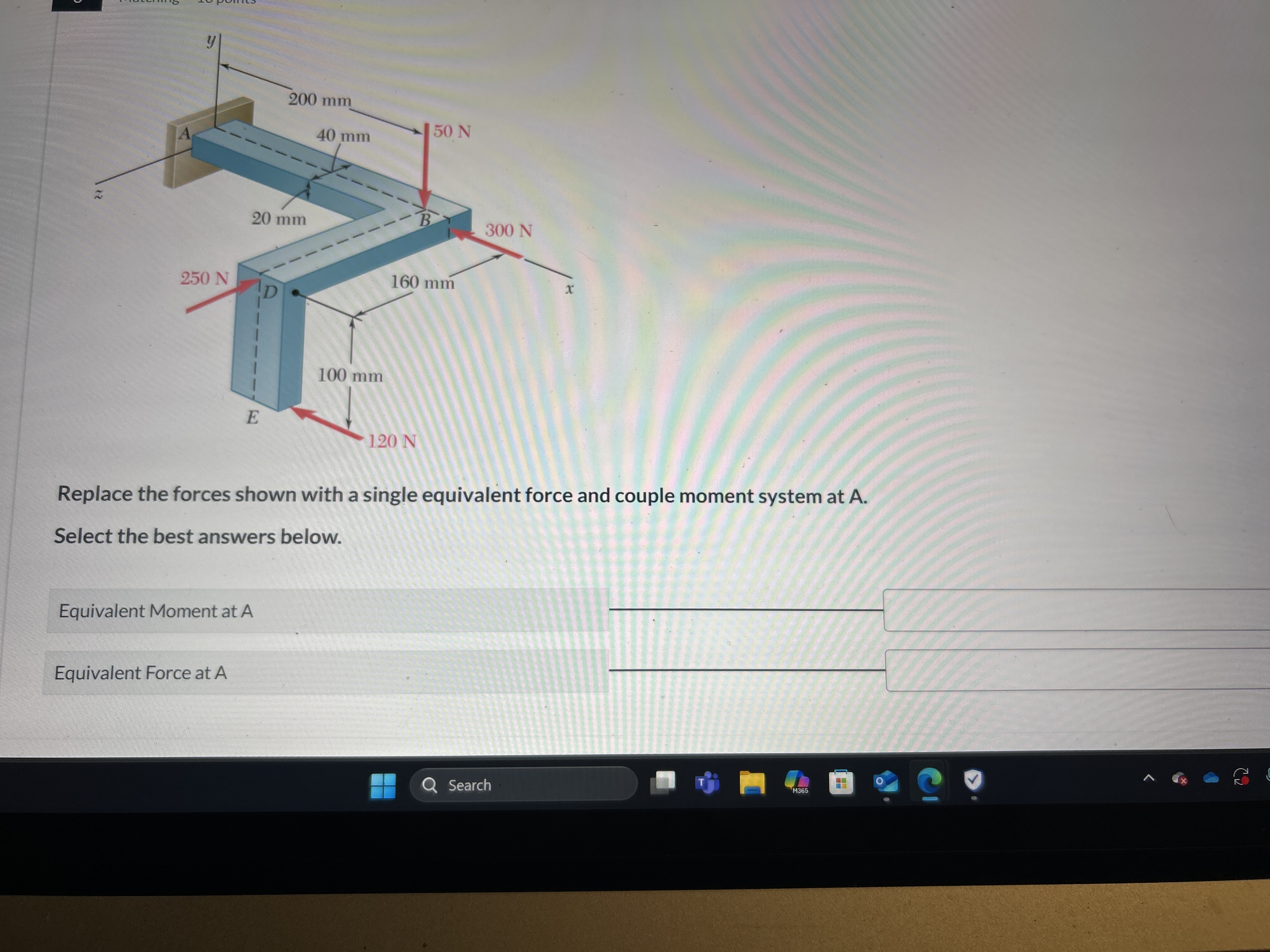 Solved Replace the forces shown with a single equivalent | Chegg.com