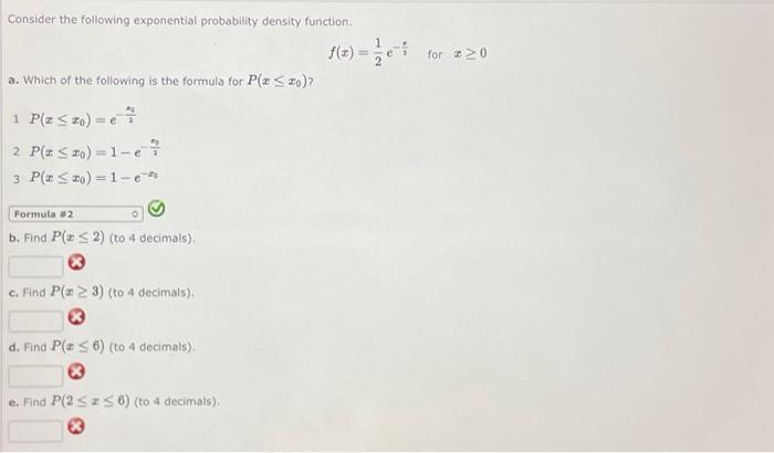 Solved Consider the following exponential probability | Chegg.com