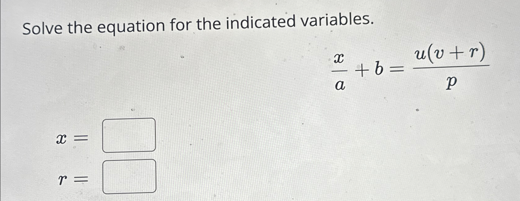Solved Solve the equation for the indicated | Chegg.com