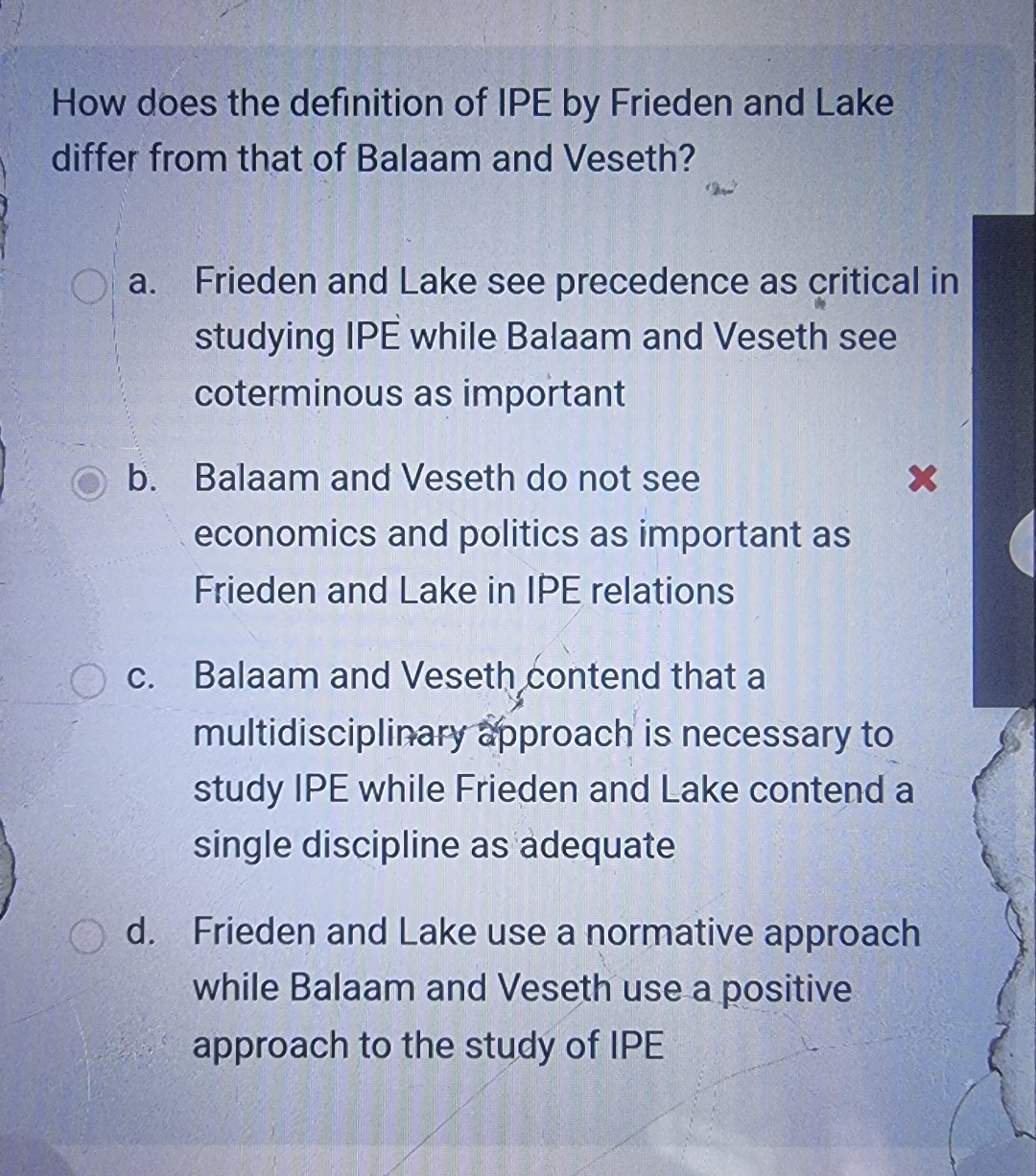 How does the definition of IPE by Frieden and Lake | Chegg.com