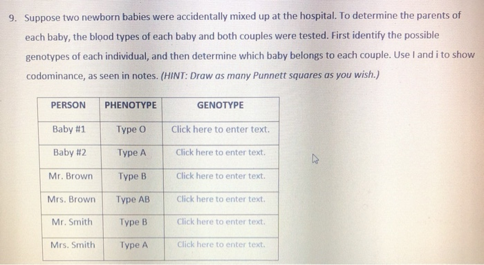 Solved 9. Suppose two newborn babies were accidentally mixed | Chegg.com