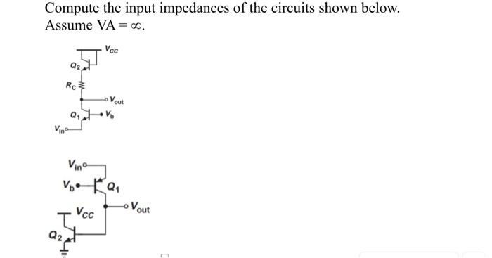 Solved Compute the input impedances of the circuits shown | Chegg.com