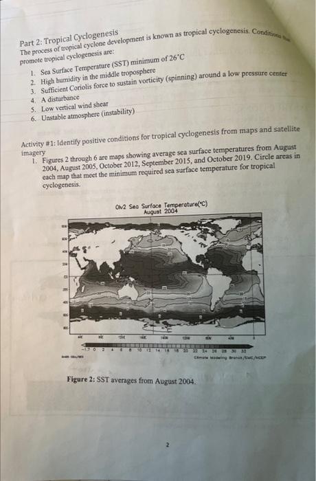 Solved Part 2: Tropical Cyclogenesis The process of tropical | Chegg.com