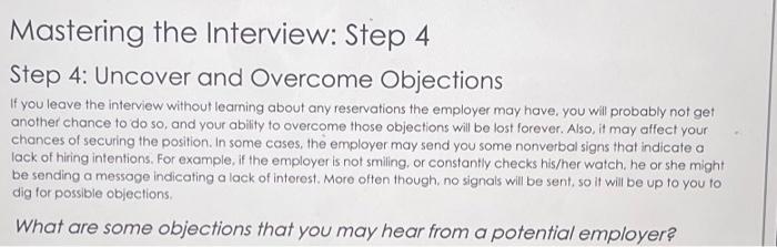 Solved Mastering the Interview: Step 4 Step 4: Uncover and | Chegg.com