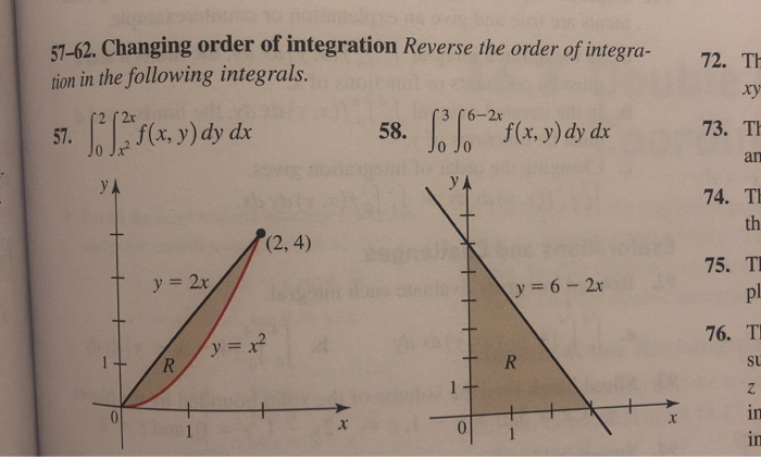 Solved 7_62. Changing order of integration Reverse the order | Chegg.com