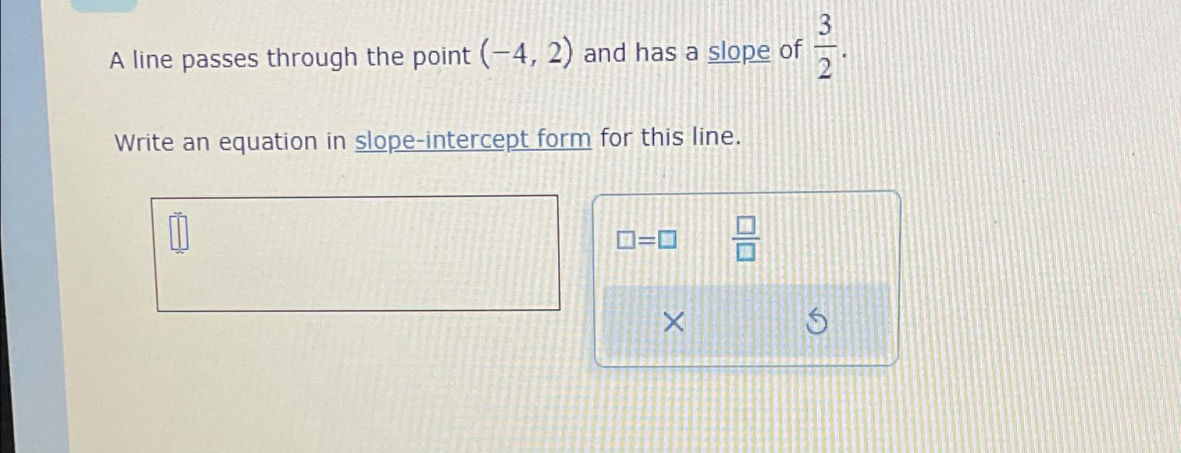 Solved A line passes through the point (-4,2) ﻿and has a | Chegg.com