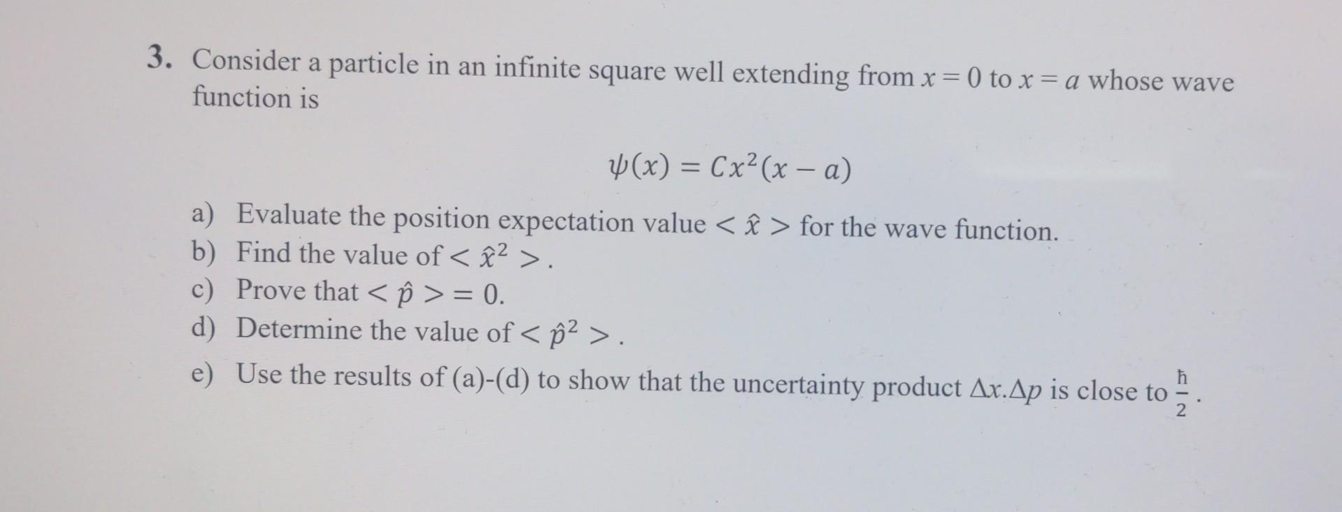 Solved Consider a particle in an infinite square well | Chegg.com