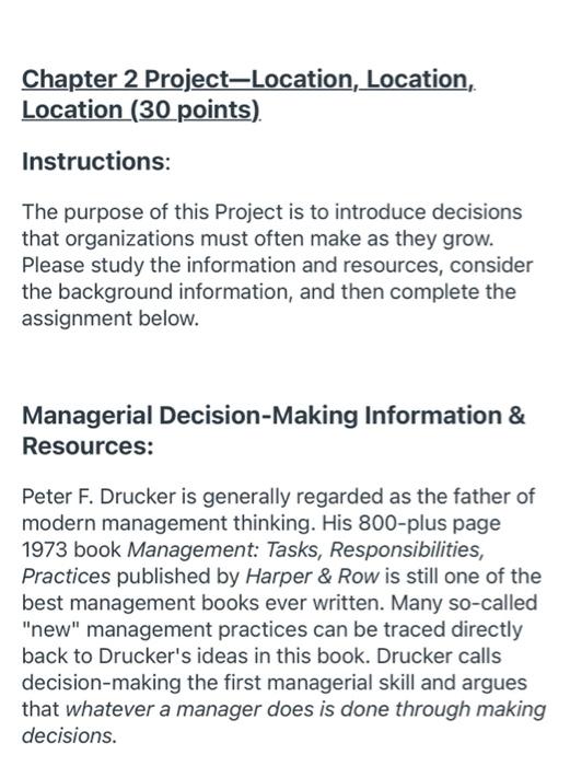 Solved Chapter 2 Project-Location, Location, Location (30 | Chegg.com