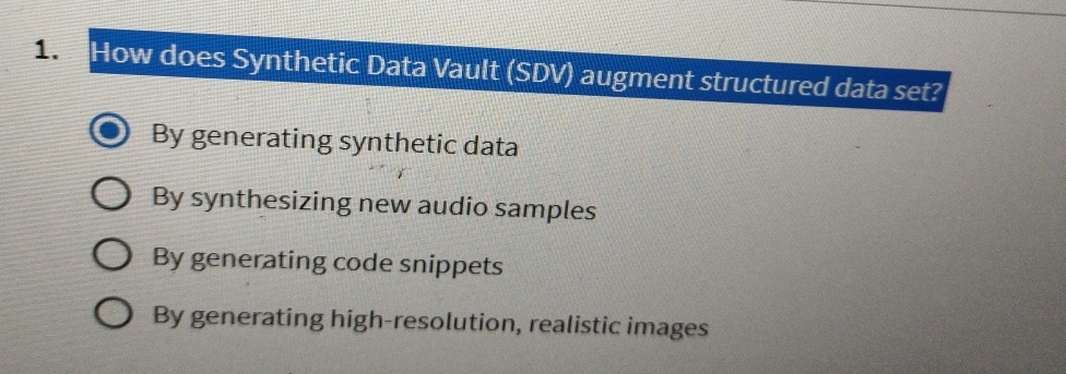 Solved How does Synthetic Data Vault (SDV) ﻿augment | Chegg.com