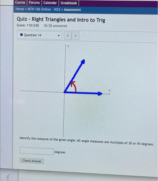 Solved Quiz - Right Triangles and Intro to Trig Score: | Chegg.com