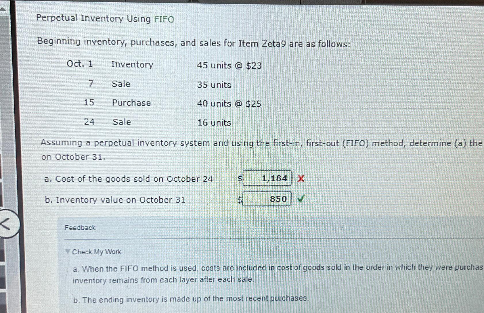 Solved Perpetual Inventory Using FIFOBeginning inventory, | Chegg.com