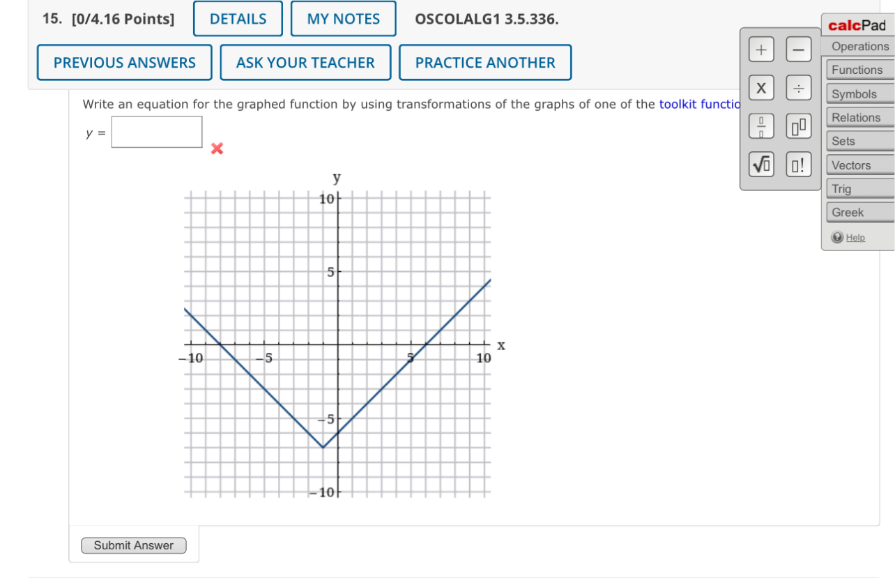Solved [0/4.16 ﻿Points] OSCOLALG1 3.5.336.Write an equation | Chegg.com