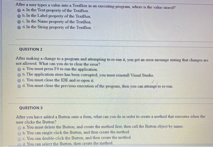 Solved After a user types a value into a TextBox in an | Chegg.com