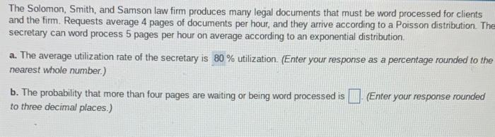 Solved The Solomon, Smith, and Samson law firm produces many | Chegg.com