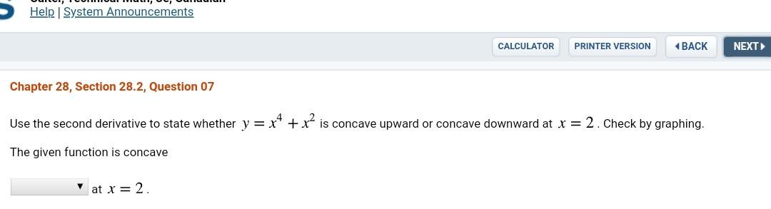 Solved Help System Announcements CALCULATOR PRINTER VERSION | Chegg.com