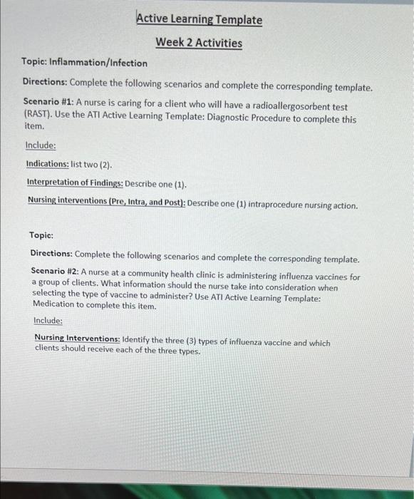 Solved Active Learning Template Week 2 Activities Topic: | Chegg.com