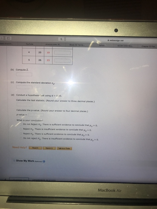 Solved Consider the following pothesis tot ) Como Compute | Chegg.com