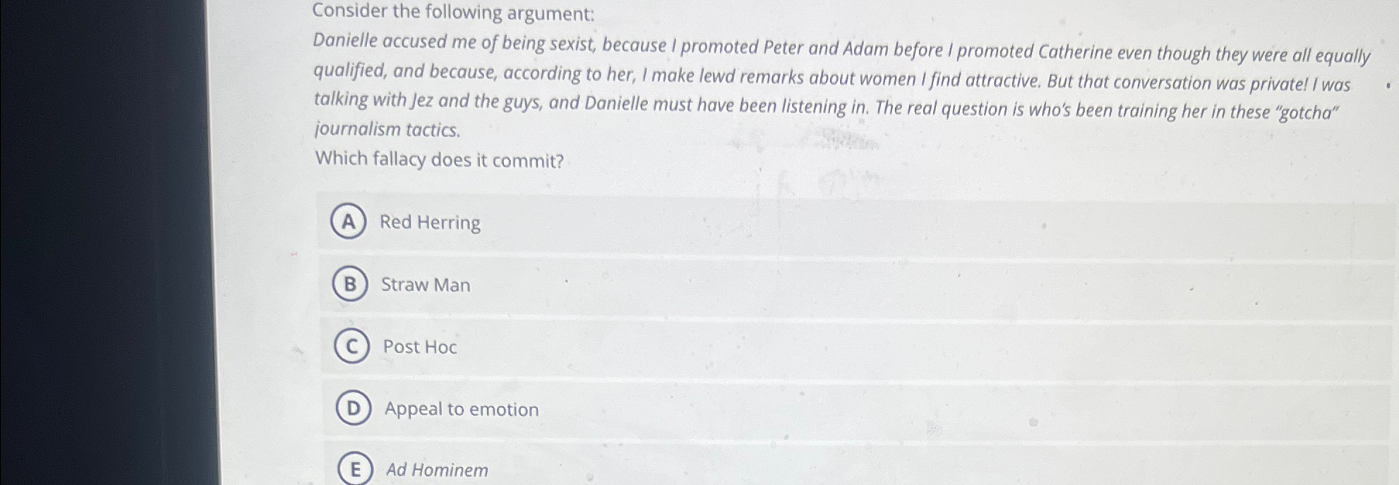 Solved Consider the following argument:Danielle accused me | Chegg.com