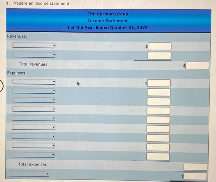 Solved Financial Statements and Closing Entries The German | Chegg.com