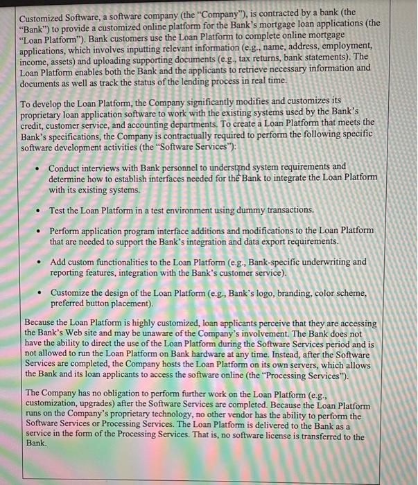 Solved Customized Software, a software company (the | Chegg.com