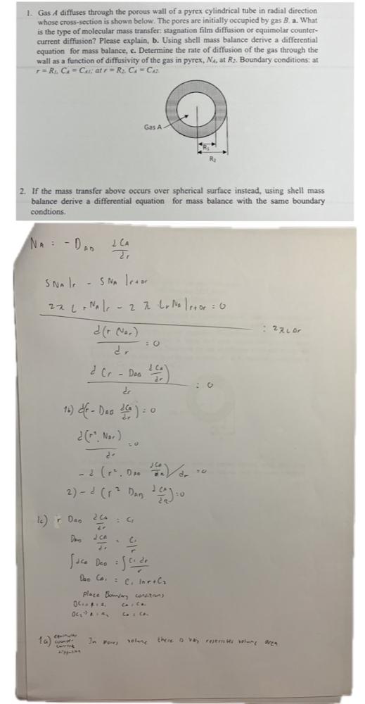 Solved 1. ﻿Gas A diffuses through the porous wall of a pyrex | Chegg.com